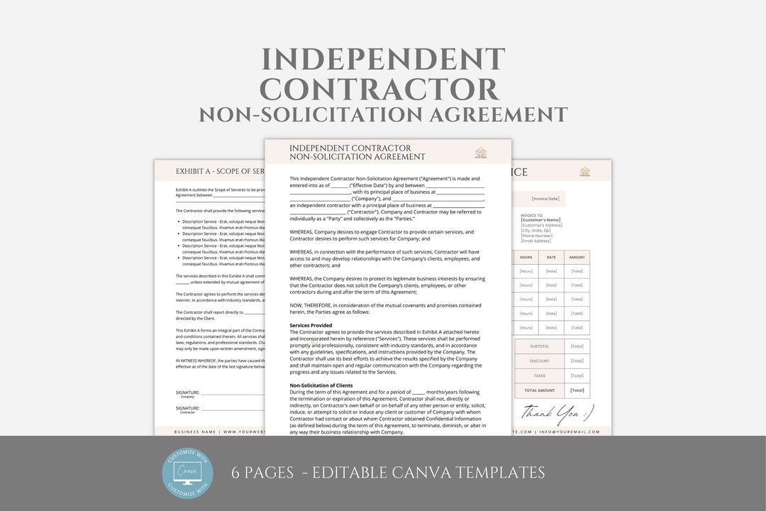 Editable Independent Contractor Non-solicitation Agreement, Independent ...