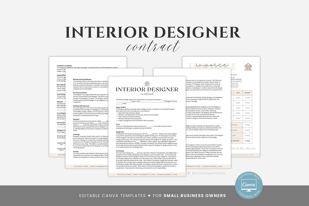 Editable Interior Design Contract Template, Interior Designer Service ...