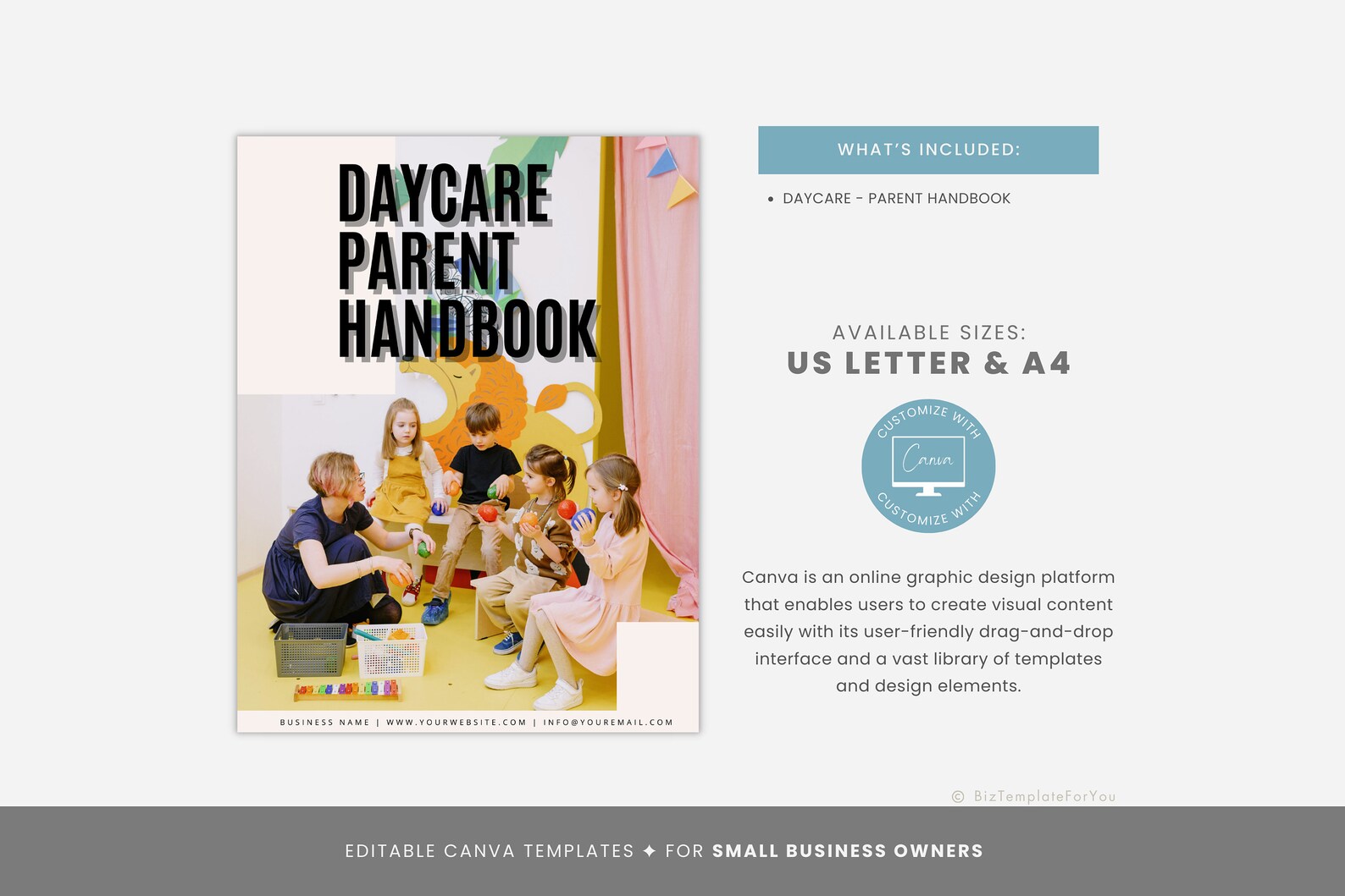 Editable Daycare Parent Handbook Template, Parent Handbook for Home ...