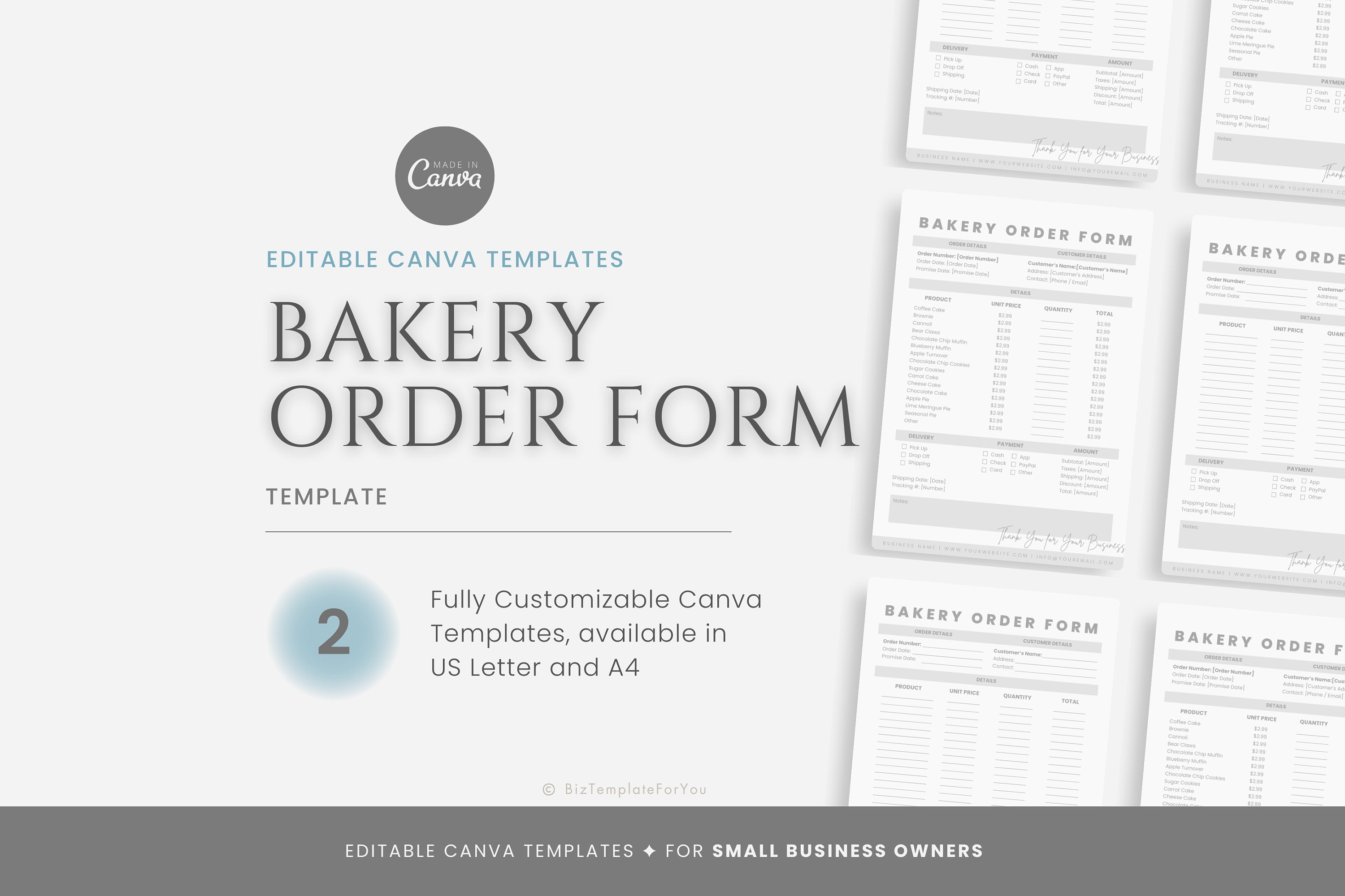 Editable Bakery Order Form Template, Printable Bakery Order Form ...