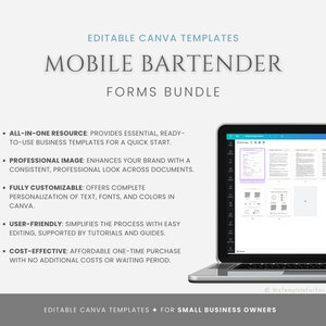 Editable Mobile Bartender Services Forms Bundle, Bartending Contract ...