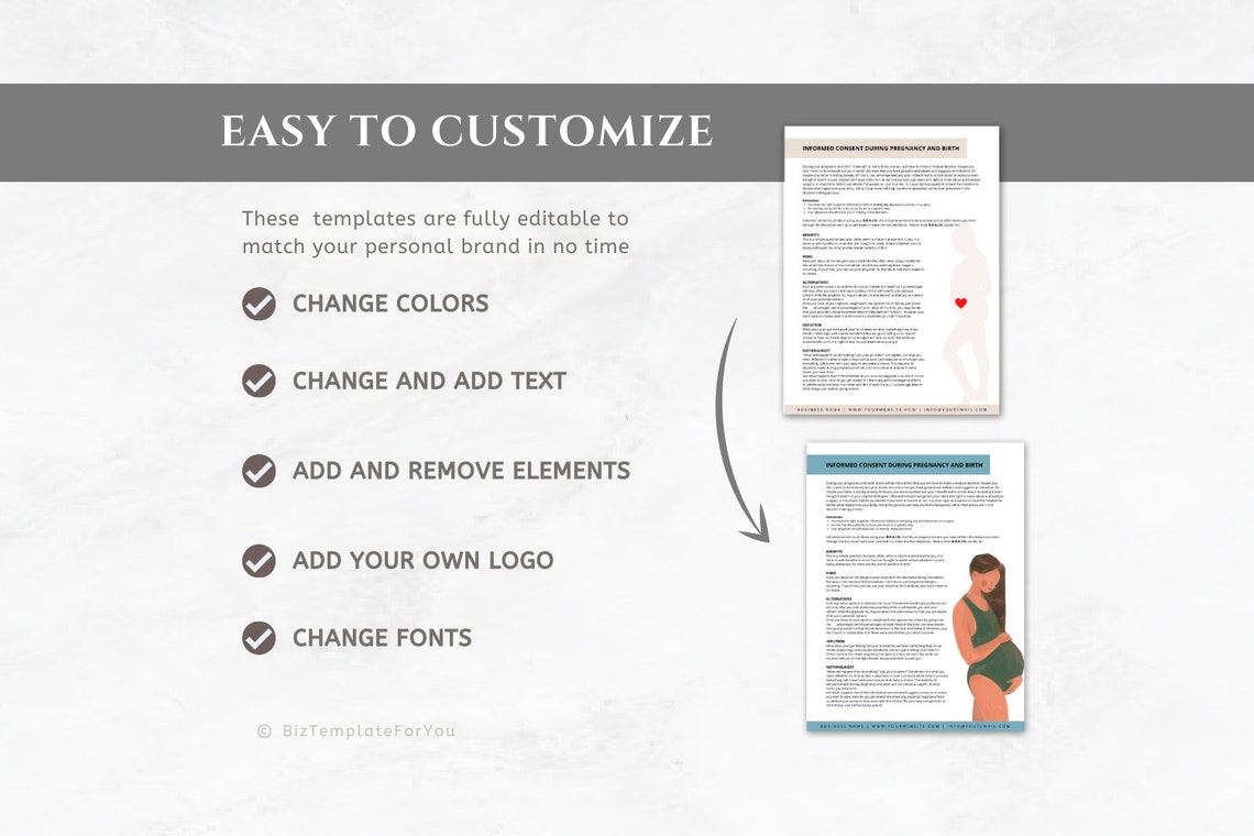 Editable Informed Consent Handout and Worksheet, Doula Tool, Birth ...