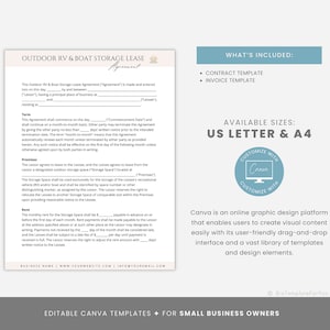 Editable Outdoor RV & Boat Storage Lease Agreement, Storage Space Lease ...