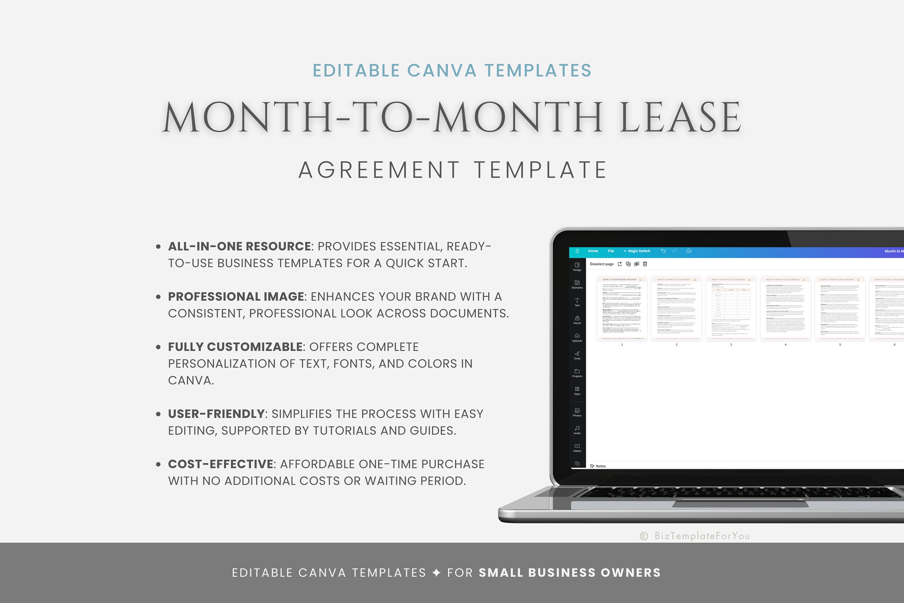 Editable Month to Month Lease Agreement Template, Monthly Rental ...