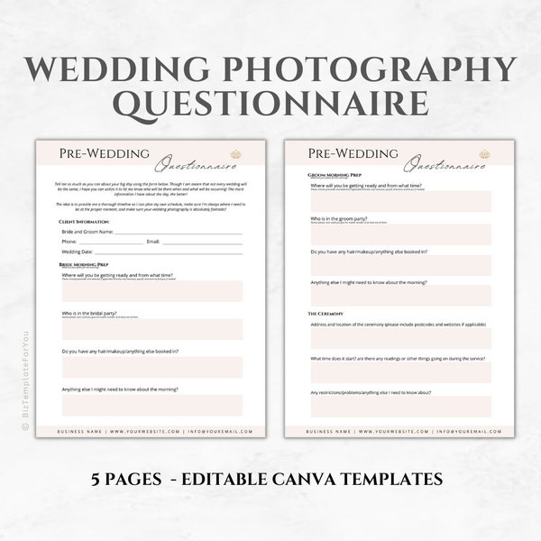 Photography Client Questionnaire Template - Etsy