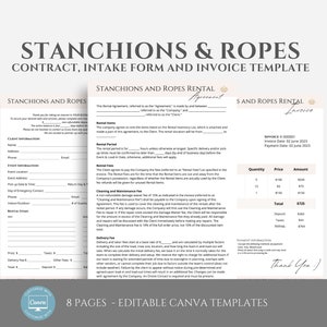 Editable Stanchions and Ropes Rental Agreement, Party Decor Rental ...