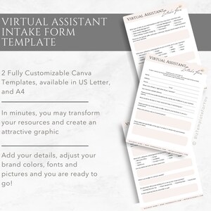 Editable Virtual Assistant Client Intake Form Template, Freelance ...