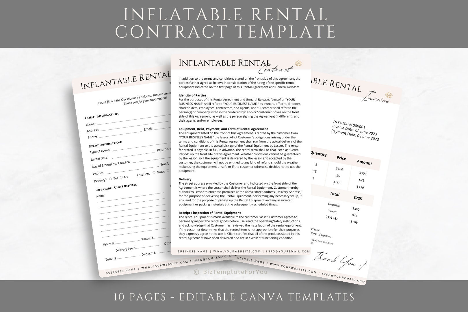 Editable Inflatable Rental Agreement Template Bounce House - Etsy