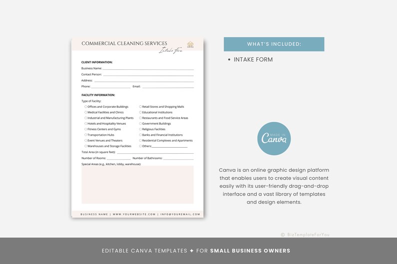 Commercial Cleaning Intake Form Template for Cleaning Service Business ...