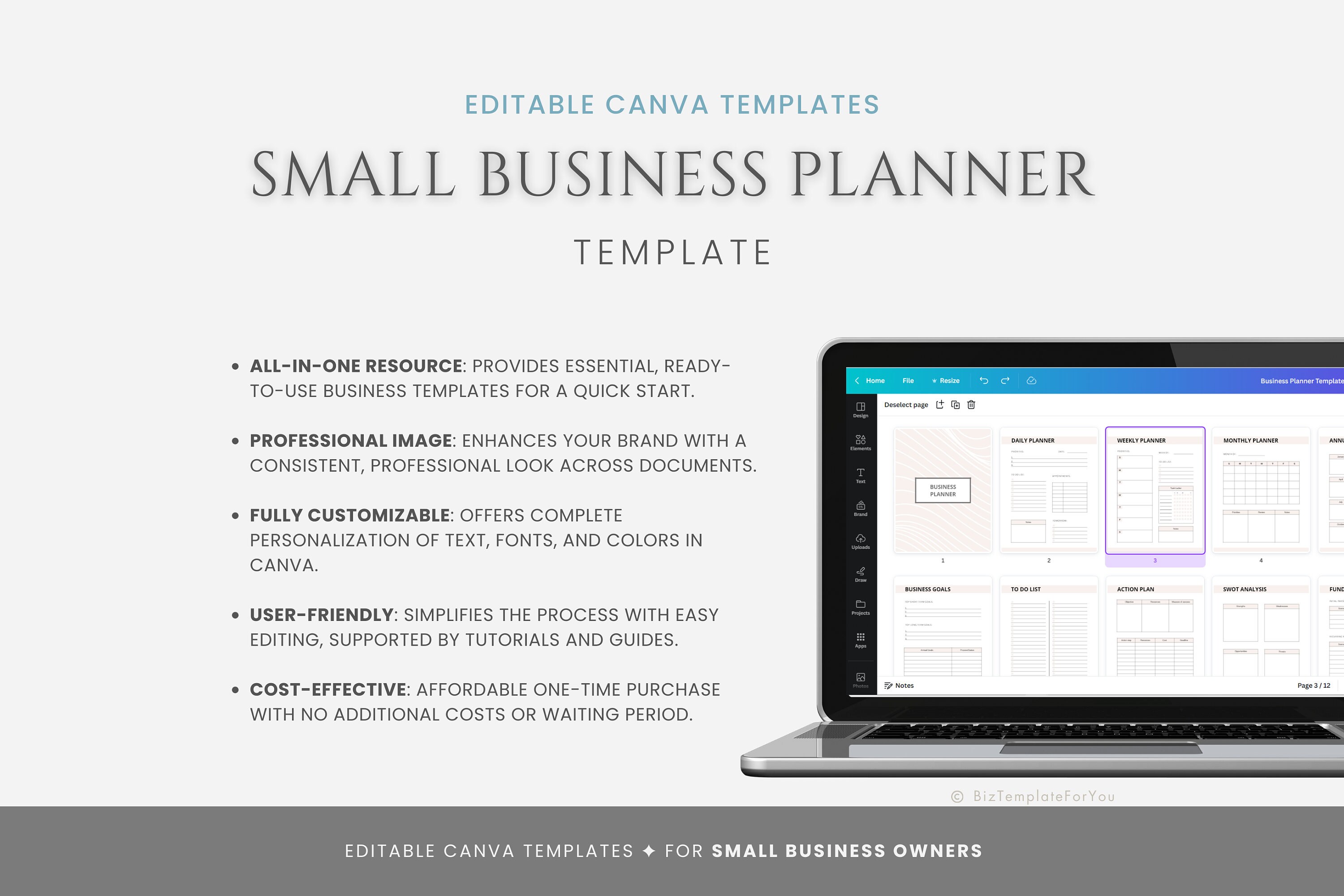 Editable Business Planner Template, Small Business Planning Workbook ...