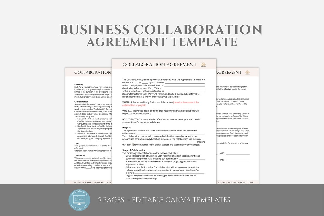 Editable Collaboration Agreement Template, Project Collaboration ...