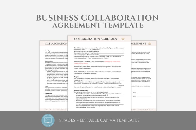 Editable Collaboration Agreement Template, Project Collaboration ...