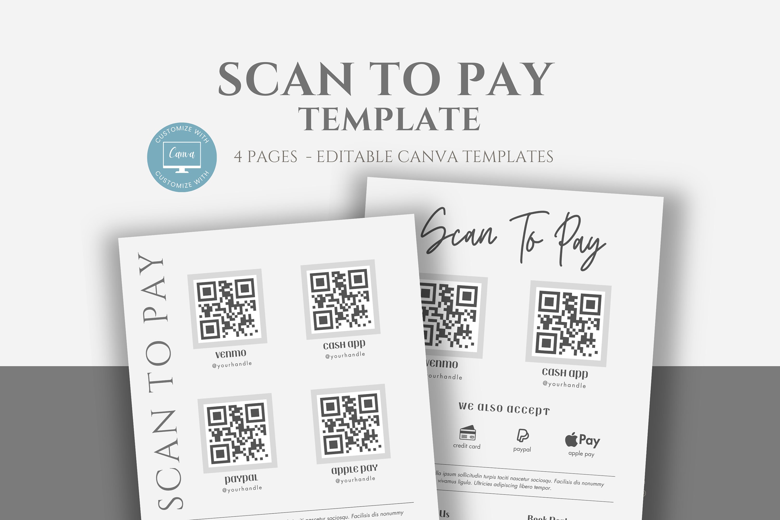 Editable Scan to Pay Template, Cashapp Paypal Sign for Small Business ...