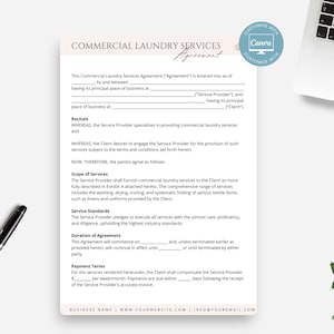 Editable Commercial Laundry Service Agreement Template, Pick and ...