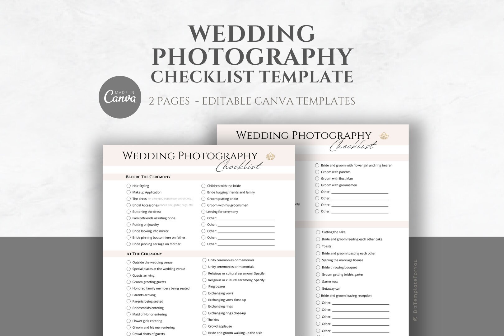 Editable Wedding Photography Checklist Template, Wedding Photographer ...
