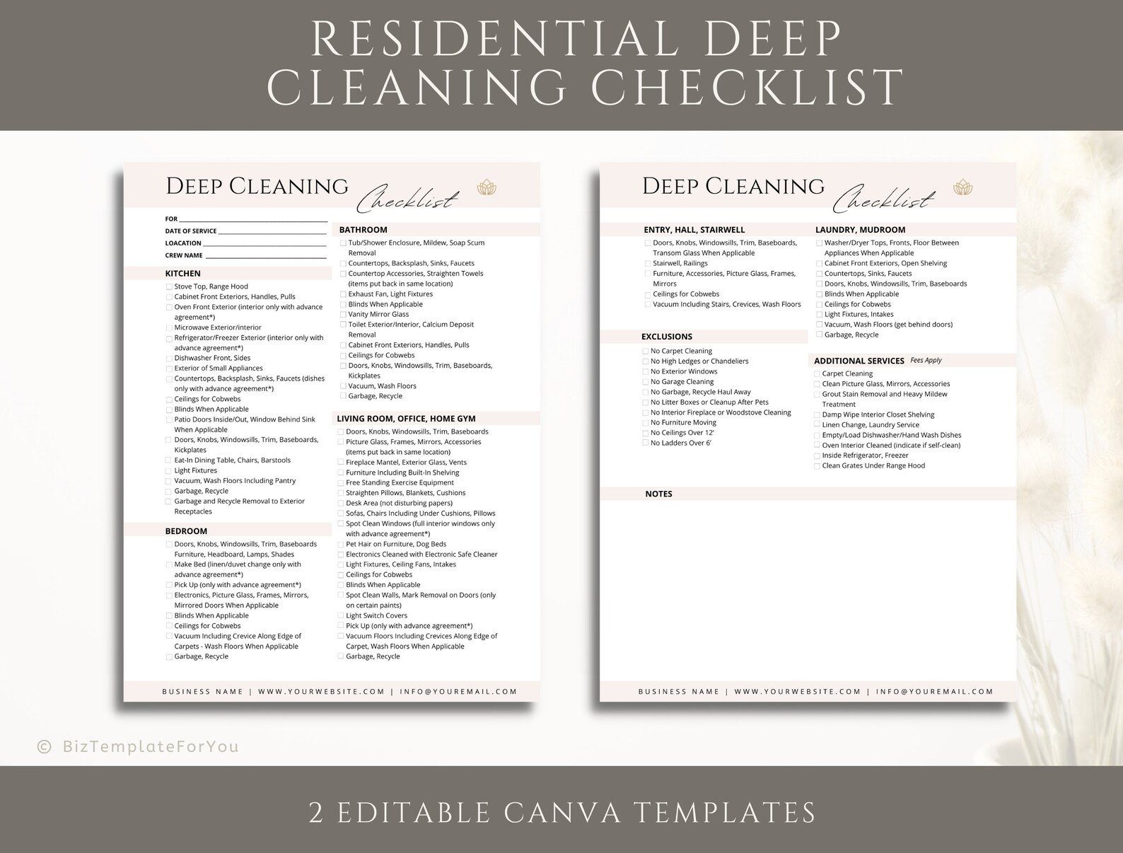Residential Deep Cleaning Checklist Editable House Cleaning - Etsy