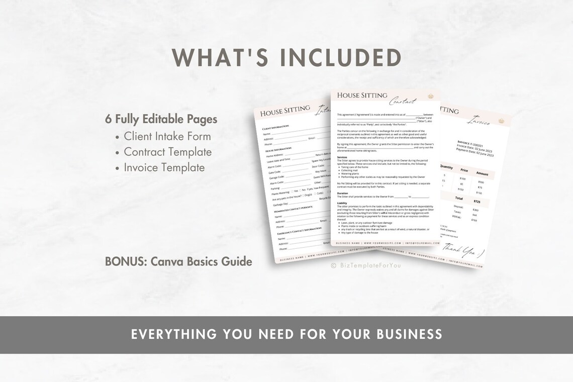 Editable House Sitting Contract Template, House Sitter Templates, Home ...