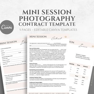 Editable Mini Session Photography Contract Template. Mini Session ...