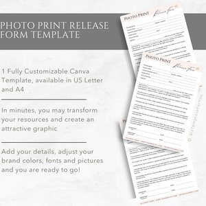 Editable Photo Print Release Form Template for Photographers, Print ...