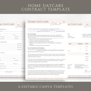Editable Home Daycare Contract Template Childcare Service - Etsy