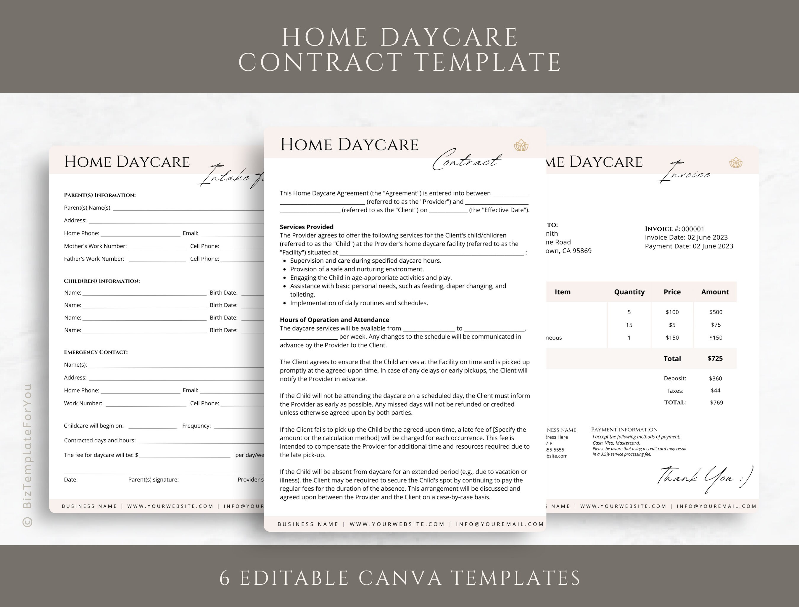 Editable Home Daycare Contract Template Childcare Service - Etsy