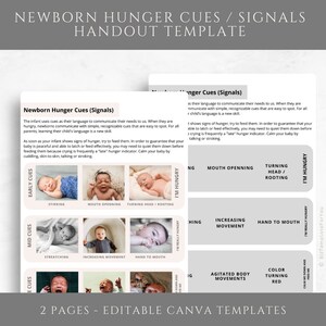 Editable Newborn Hunger Cues Template, Fully Editable Handout Template ...