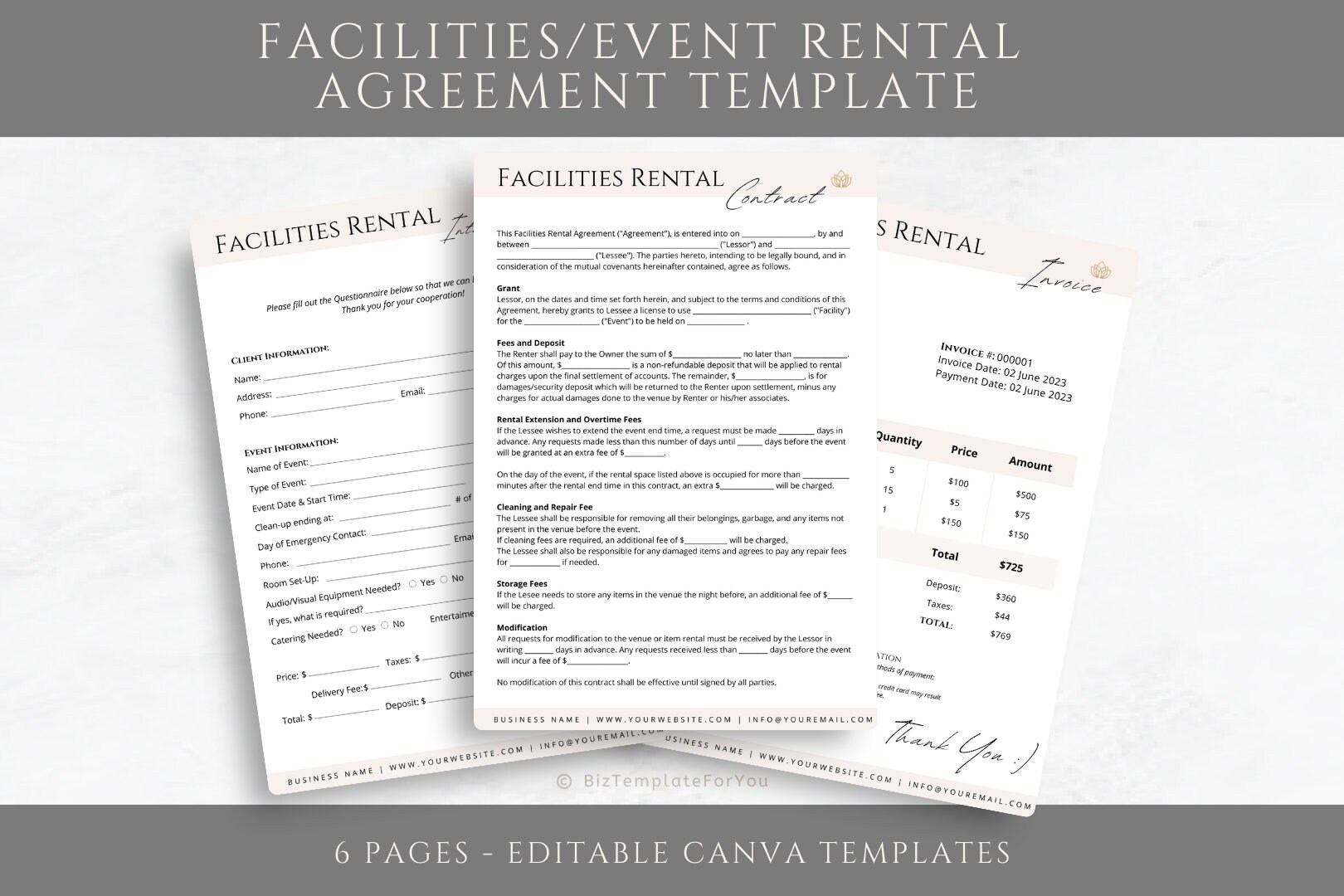 Editable Event Venue Rental Agreement Template Event - Etsy