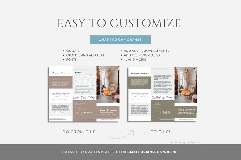 Editable Professional Organizer Tri-fold Brochure Template, Home ...