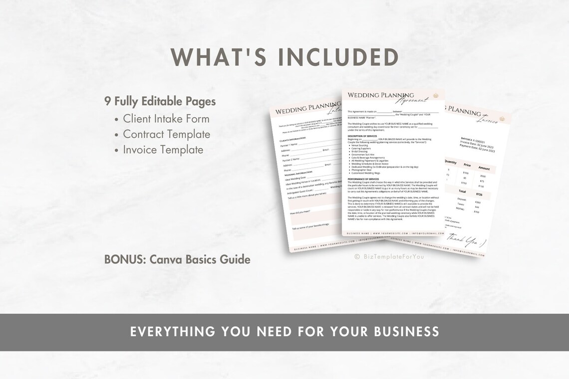 Editable Wedding Planner Contract Template Event Intake Form - Etsy