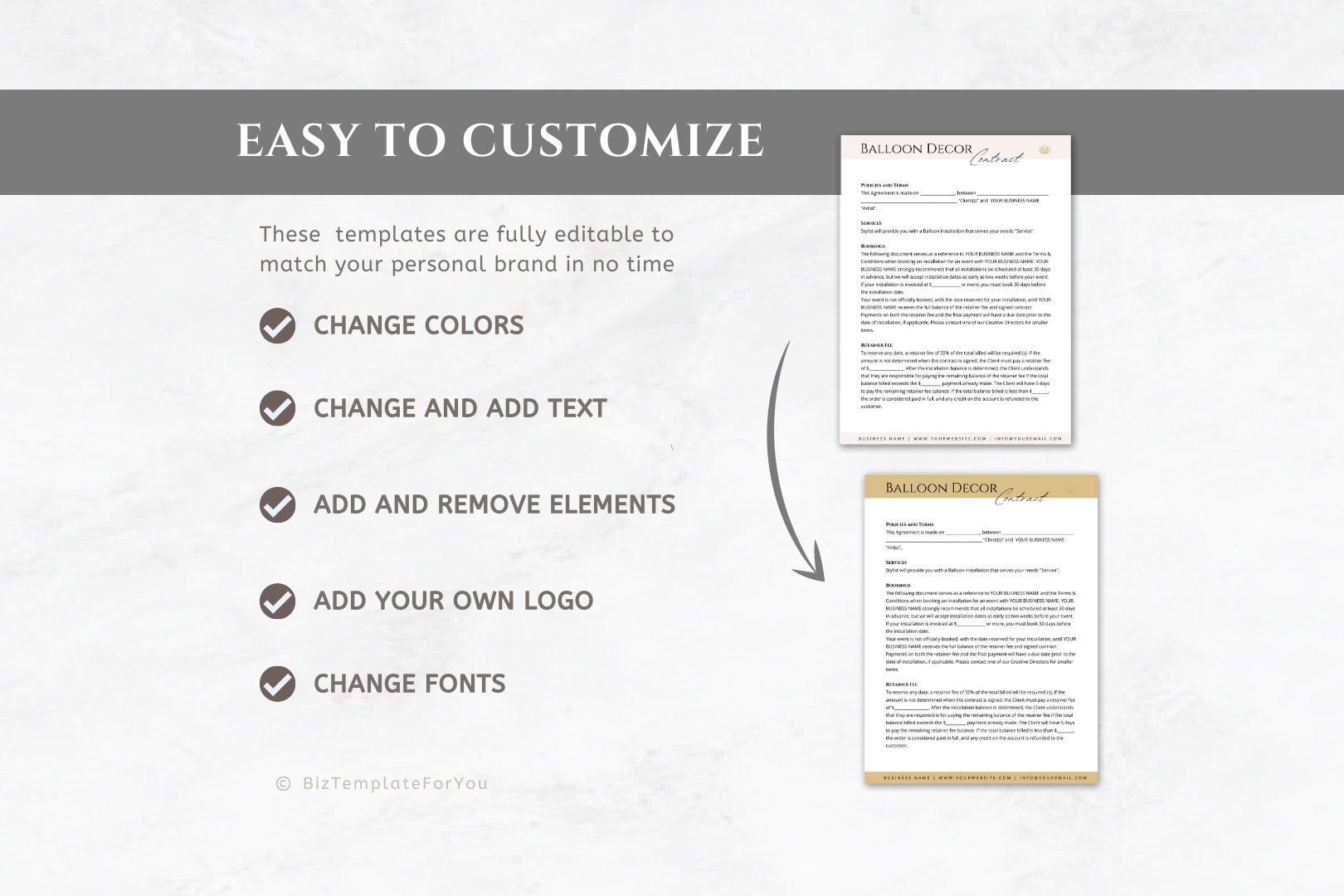 Editable Balloon Decor Contract Template, Freelance Balloon Artist ...