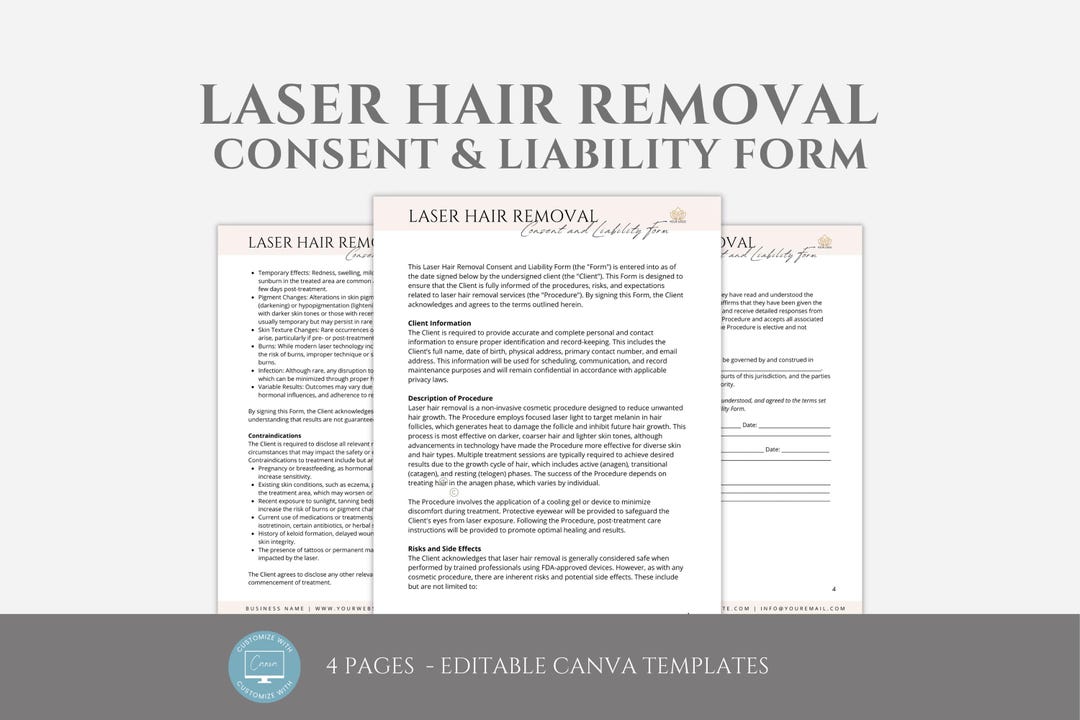 Editable Laser Hair Removal Consent and Liability Form Template, Laser ...