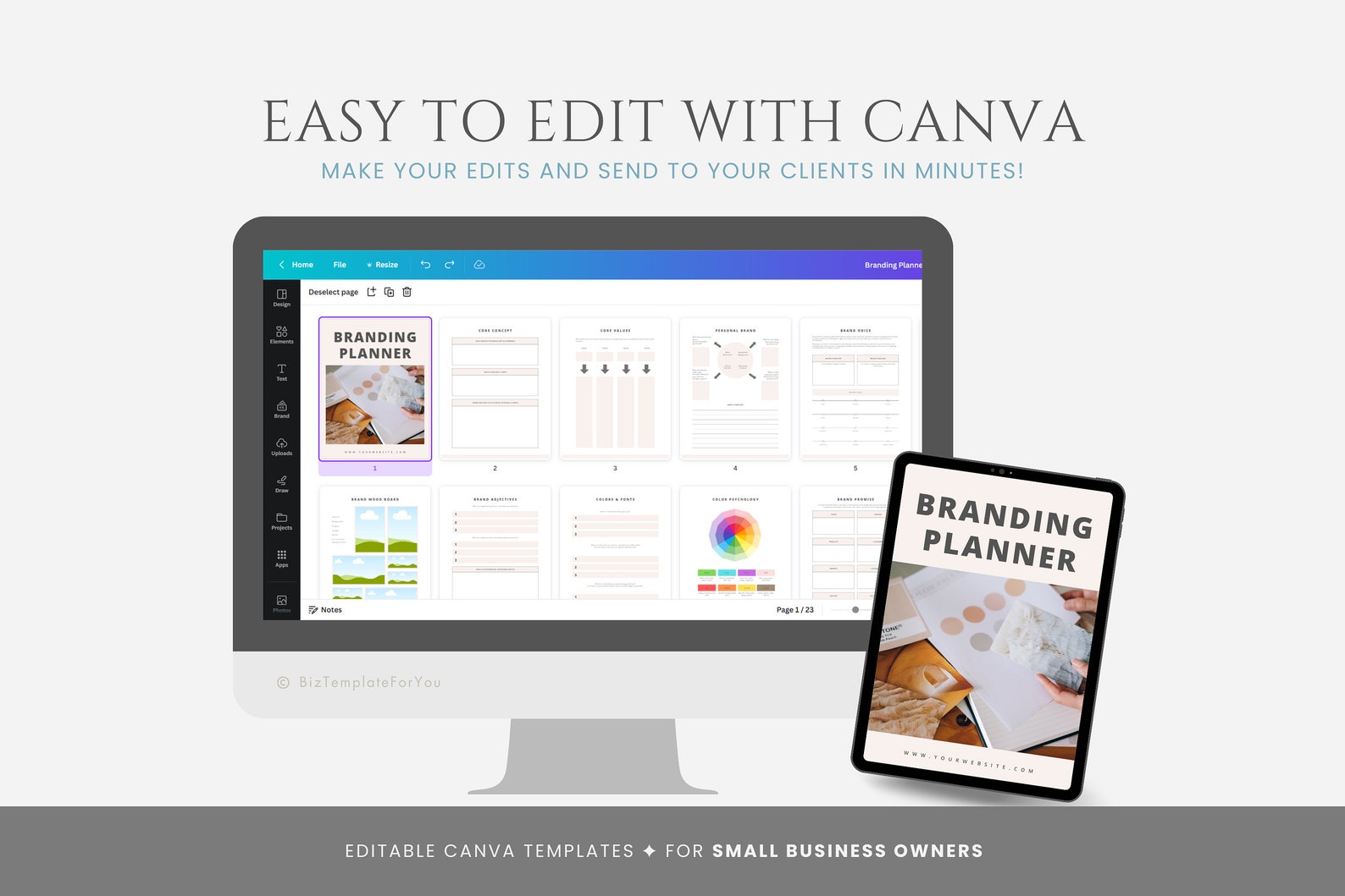 Editable Branding Planner Template, Brand Strategy Workbook, Business ...