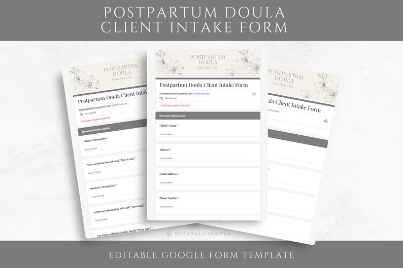 Editable Postpartum Doula New Client Intake Form Template, Doula ...