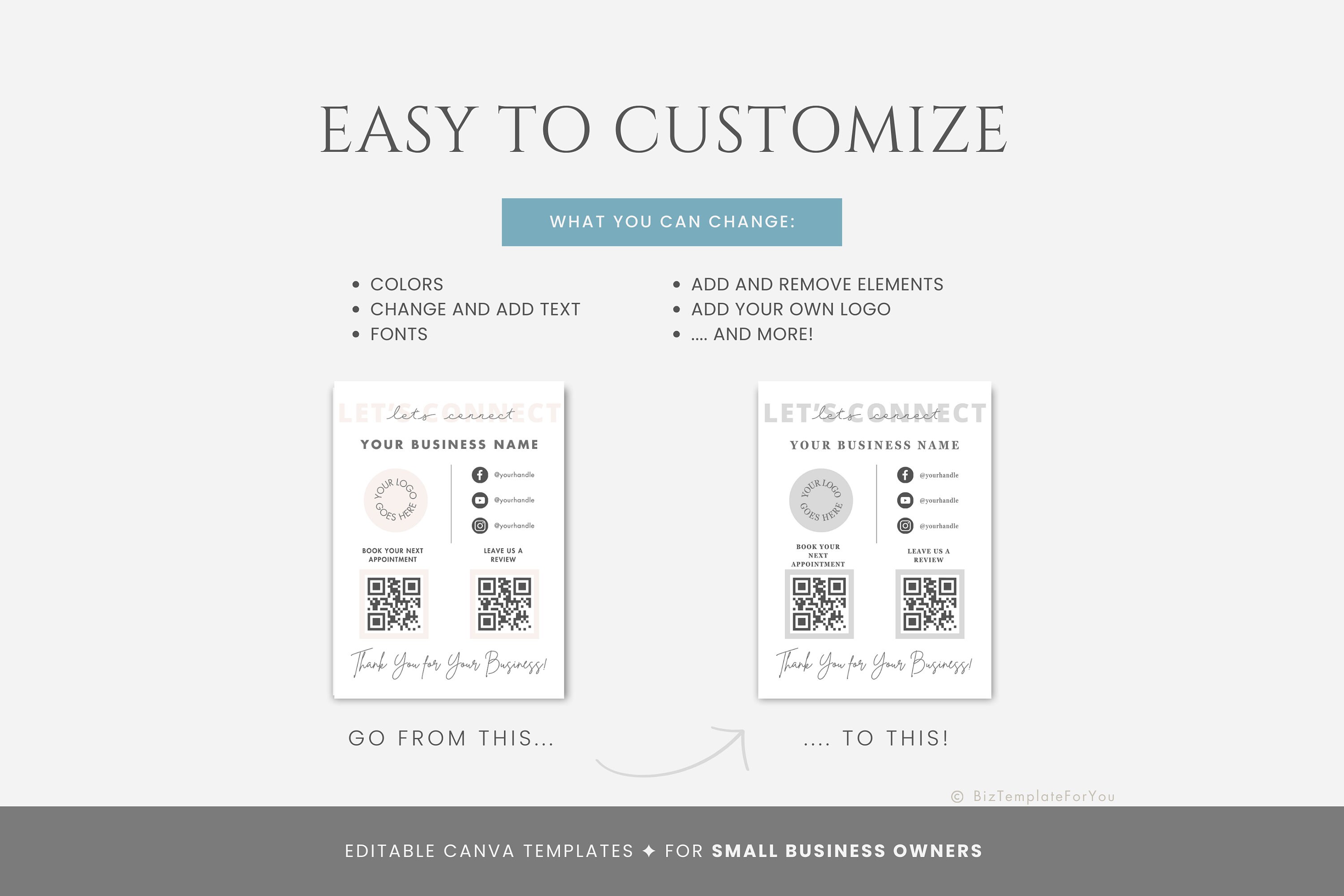 Editable Social Media Sign Template, Business QR Code Sign, Printable ...