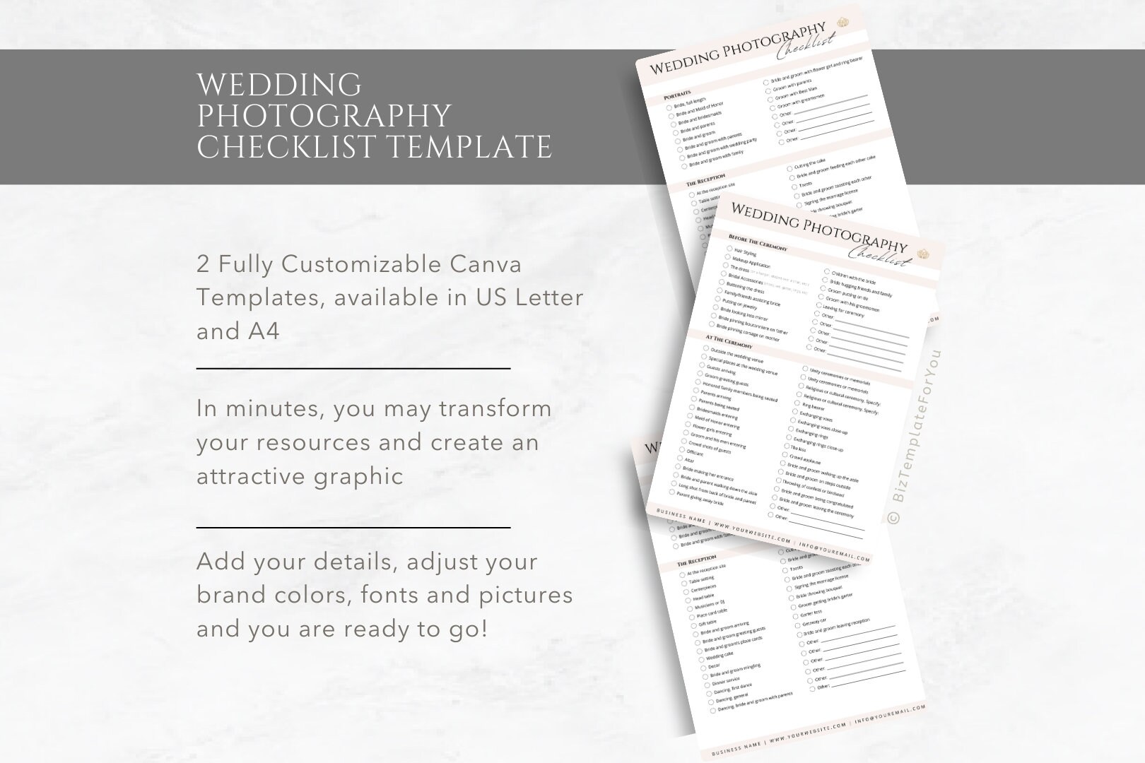 Editable Wedding Photography Checklist Template, Wedding Photographer ...