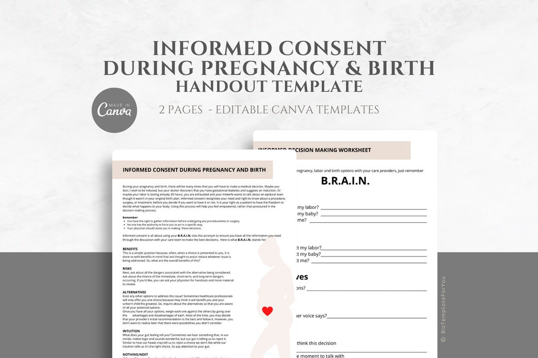 Editable Informed Consent Handout and Worksheet, Doula Tool, Birth ...