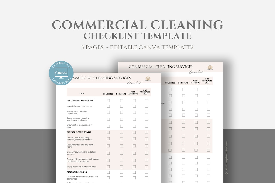 Commercial Cleaning Checklist Template for Cleaning Service Business ...