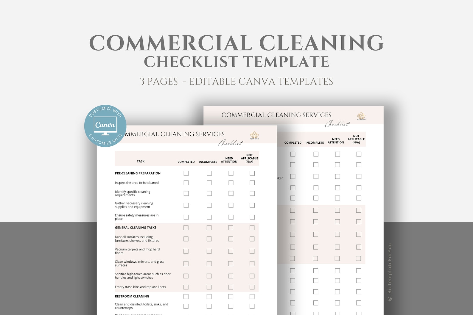 Commercial Cleaning Checklist Template for Cleaning Service Business ...