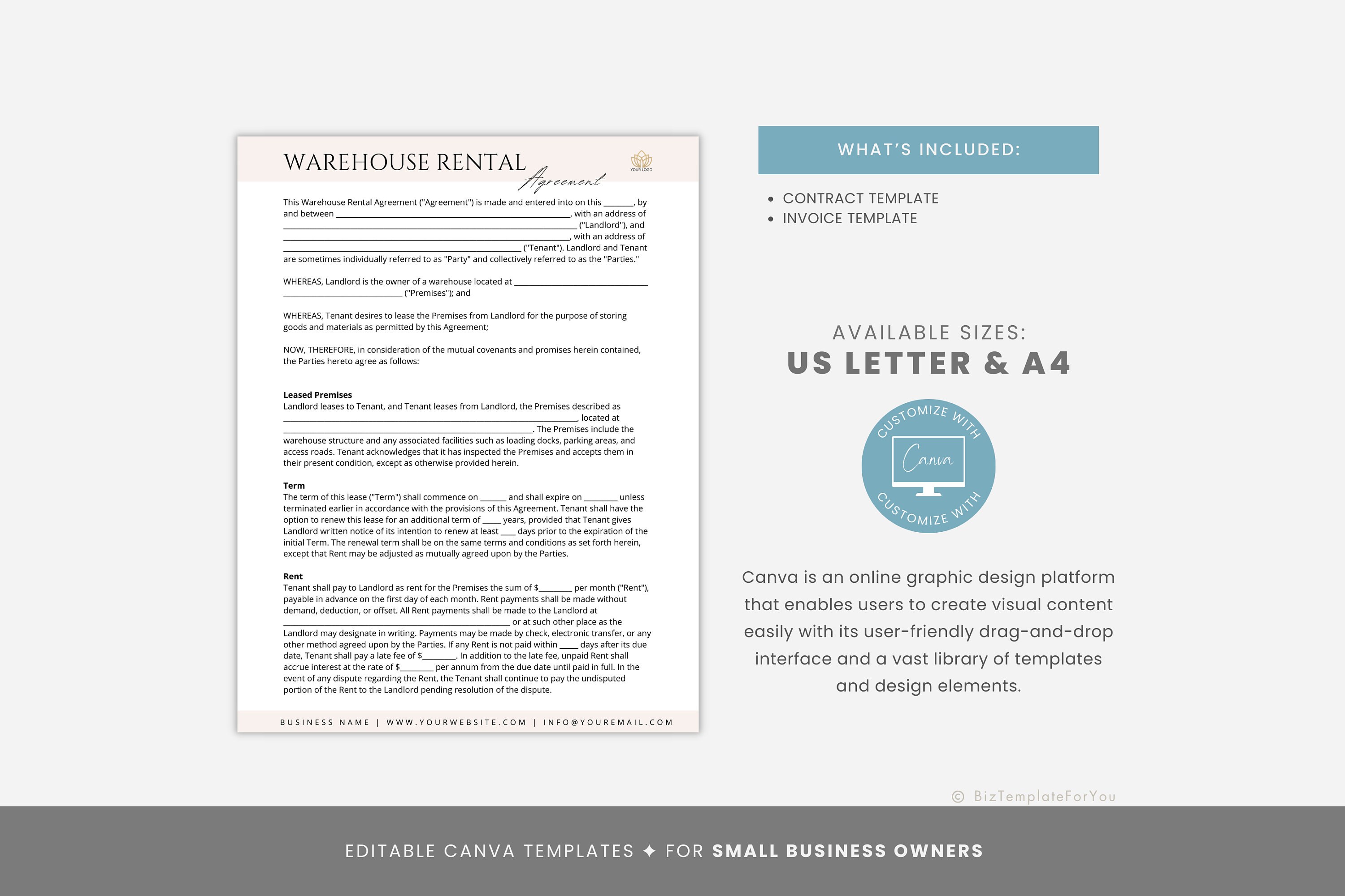 Editable Warehouse Lease Agreement Template, Warehouse Rental Contract ...