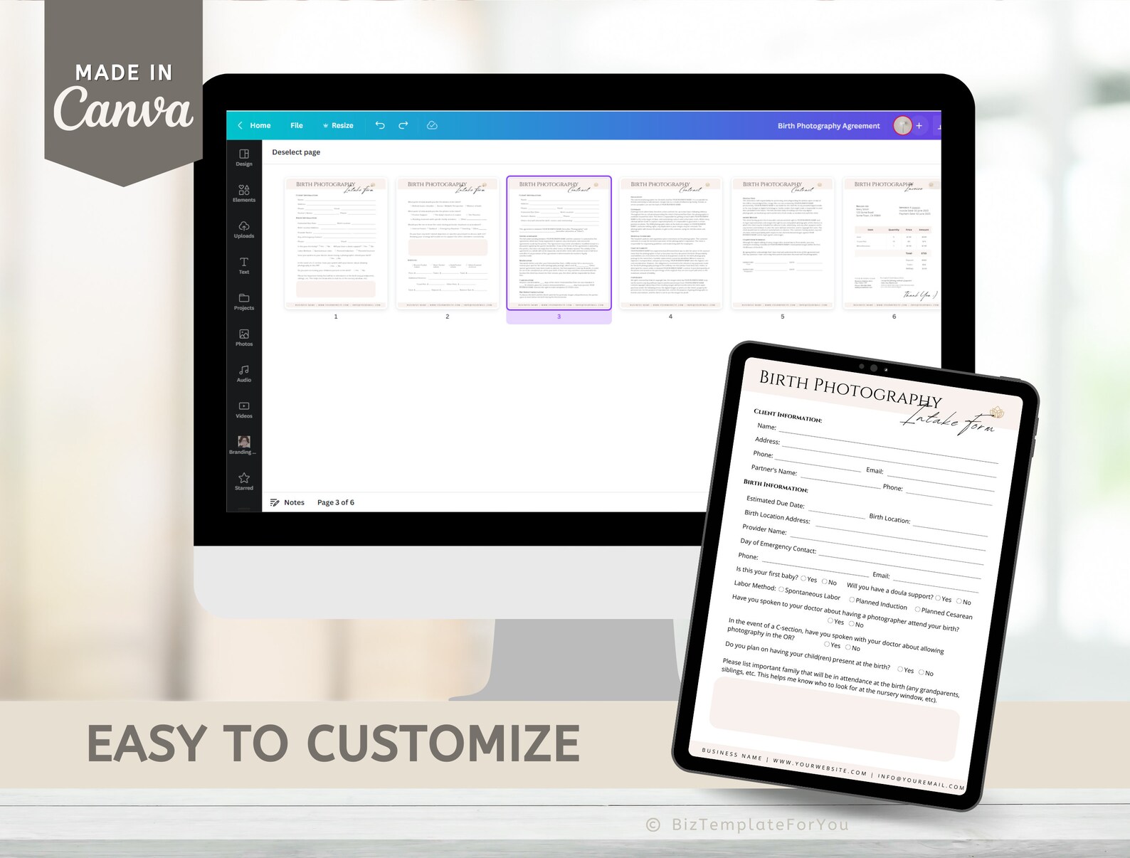 Editable Birth Photographer Contract Template Bundle - Etsy