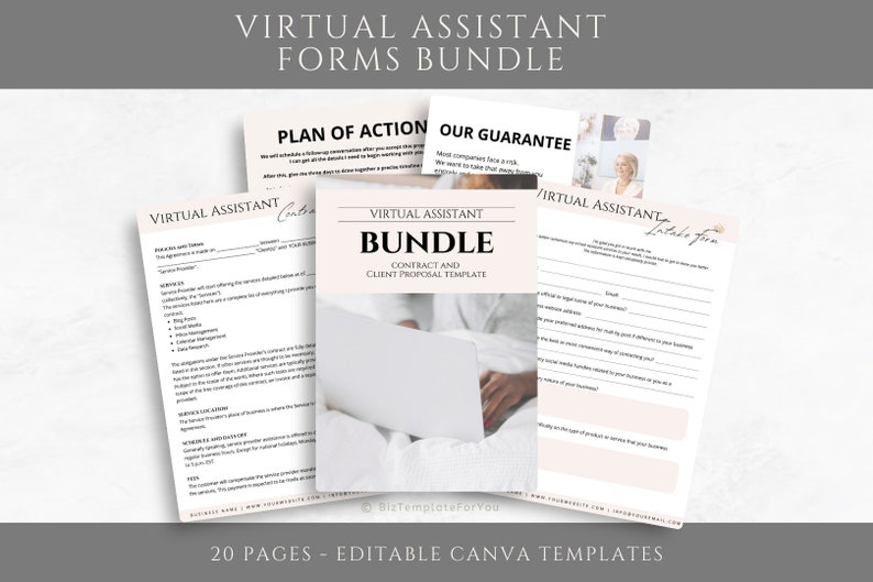 Editable Virtual Assistant Intake Form, Contract & Proposal Templates ...