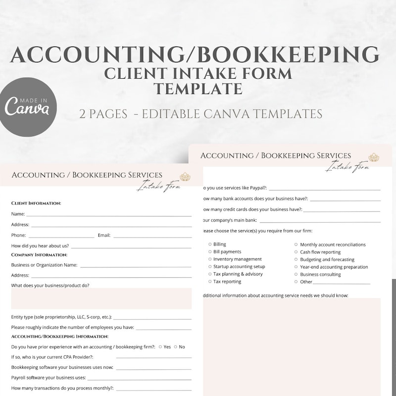 Client Onboarding for Bookkeeping - Etsy