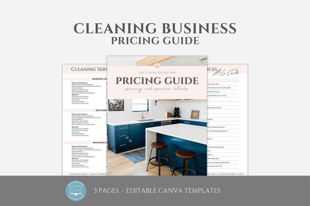 Editable Cleaning Services Price List, Cleaning Business Pricing Guide Canva Template, Cleaning ...