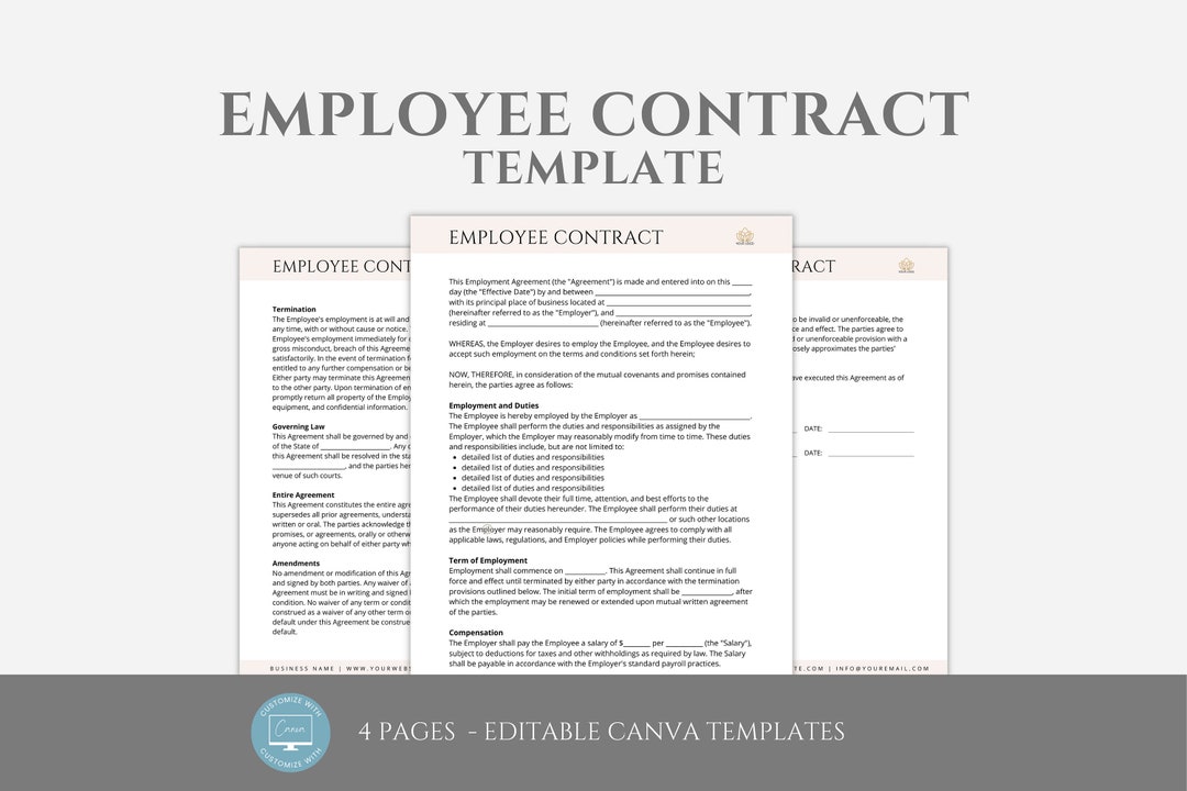 Editable Employee Contract Template, New Hire Template, HR Contract ...