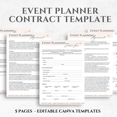 Editable Event Planner Contract Template Event Intake Form - Etsy