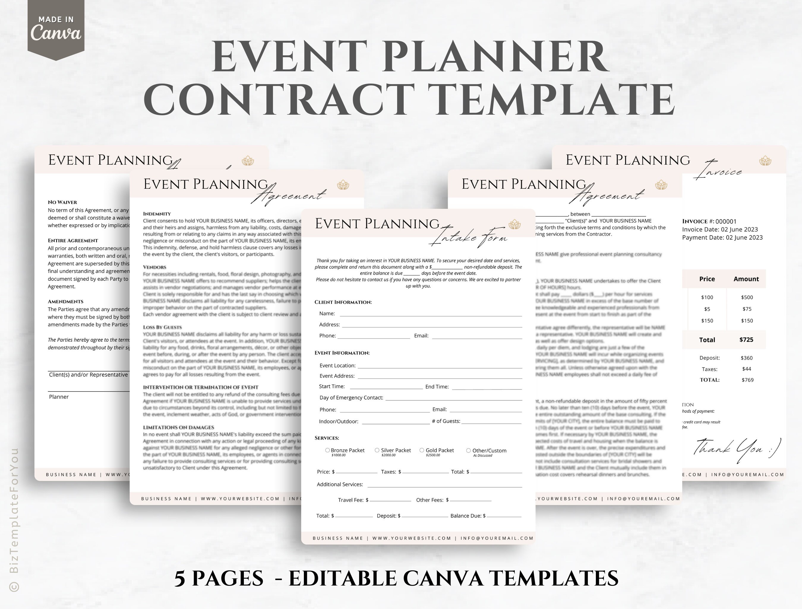 Editable Event Planner Contract Template Event Intake Form - Etsy Australia