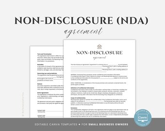 Editable Non-disclosure Agreement Template, NDA Agreement Contract ...