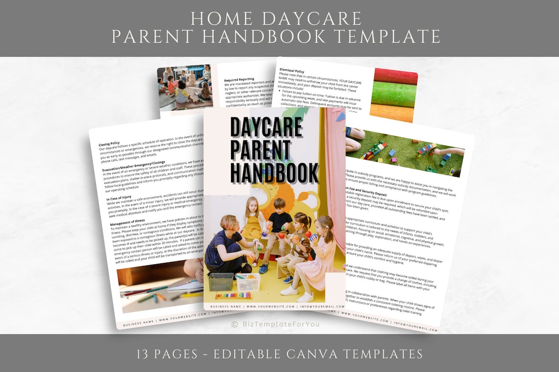 Editable Daycare Parent Handbook Template, Parent Handbook for Home ...