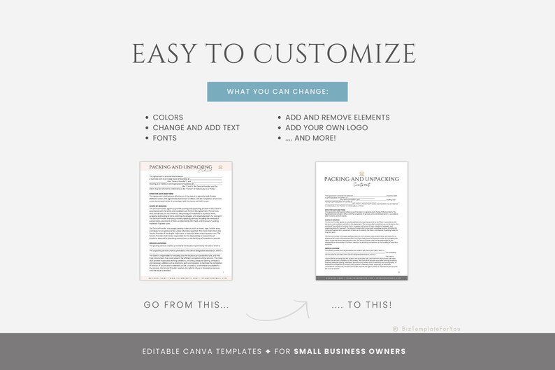 Editable Packing and Unpacking Services Contract Template, Moving ...