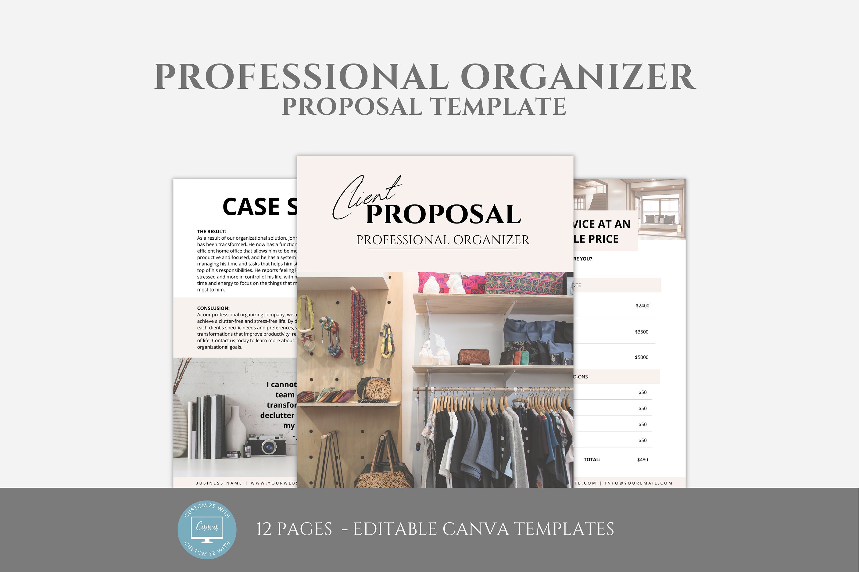 Editable Professional Organizer Client Proposal Template, Proposal Form ...